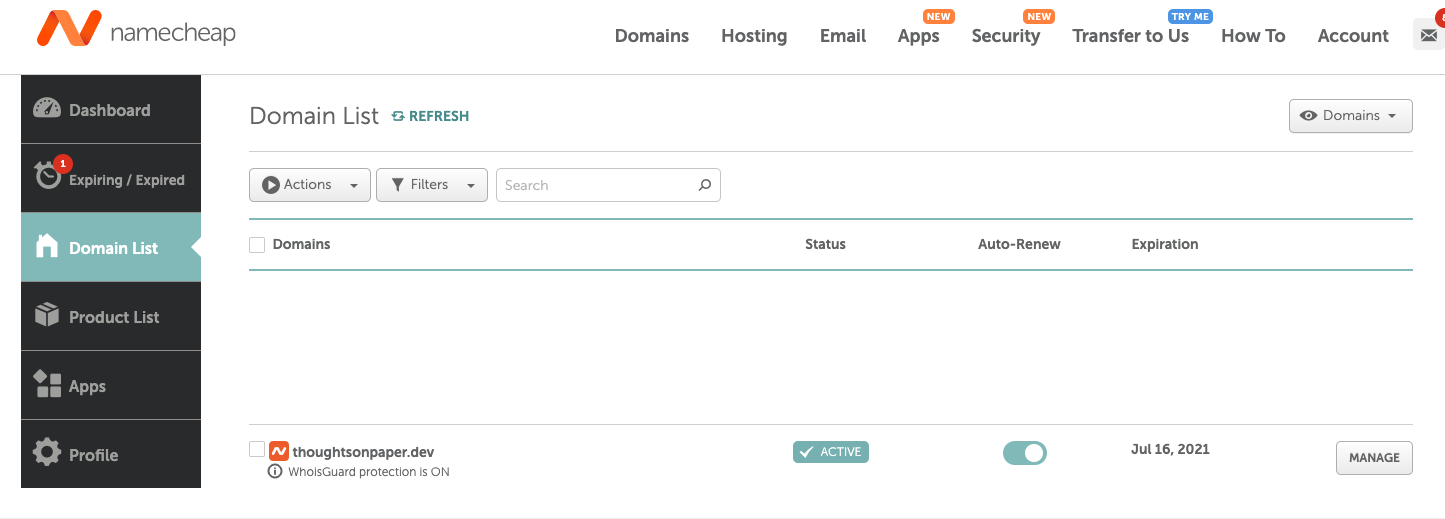 How to add Namecheap domain to Vercel