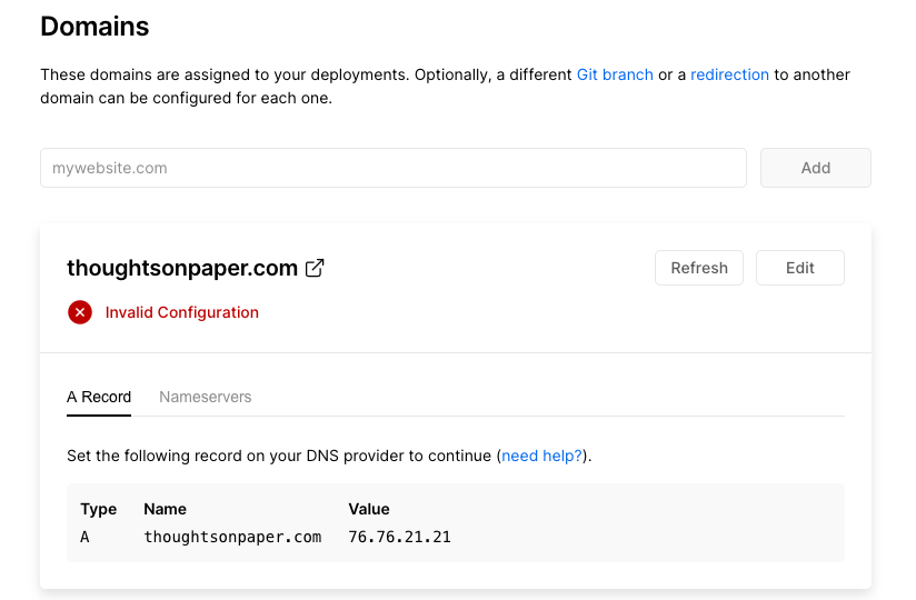 How to add Namecheap domain to Vercel